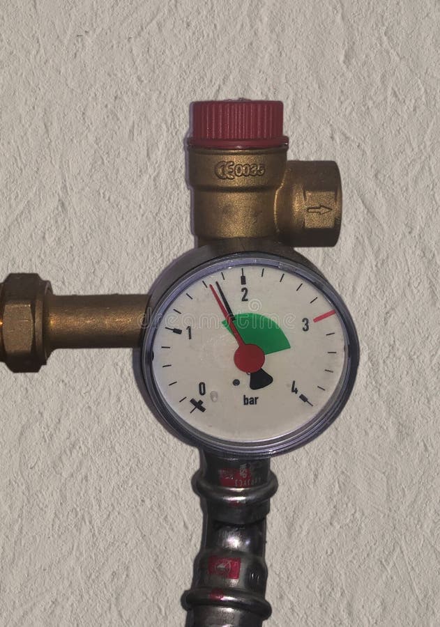 Manometer and Safety Relief Valve of a Heating System Stock Photo ...