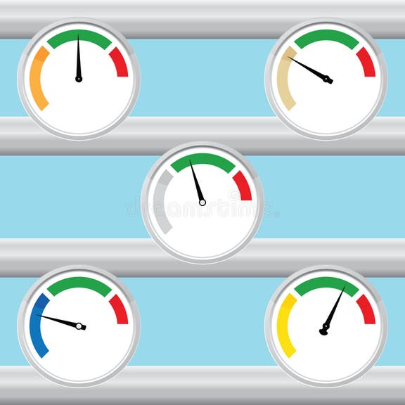 Manometer Set - Red, Green, Blue. Vector. Stock Vector - Illustration ...