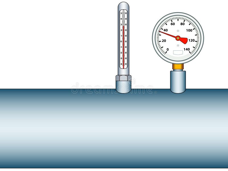 Manometer Und Thermometer Auf Rohr Vektor Abbildung - Illustration von ...