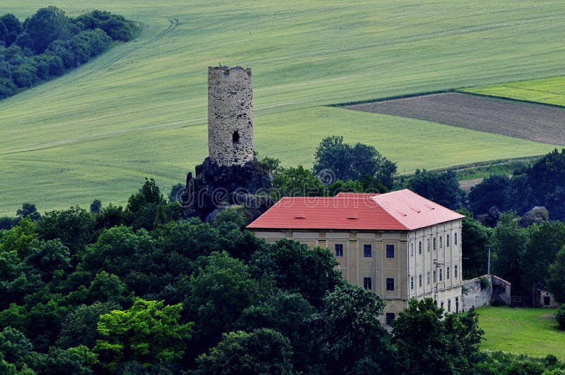 Manor House and Castle Tower. Stock Photo - Image of travel, skalka ...