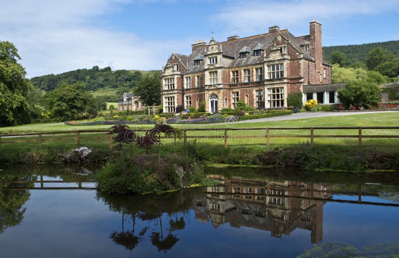 Manor House with Trees in Autumn Colors and Fall Trees. Old Victorian ...