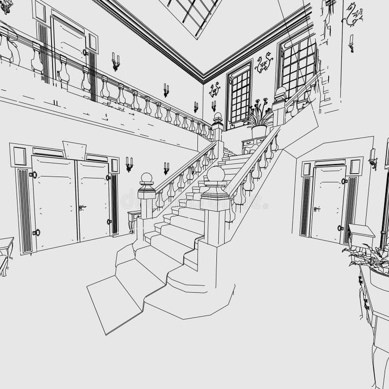 Manor interior stock illustration. Illustration of luxury - 54723180