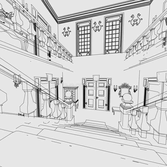 Manor interior stock illustration. Illustration of draw - 54849243