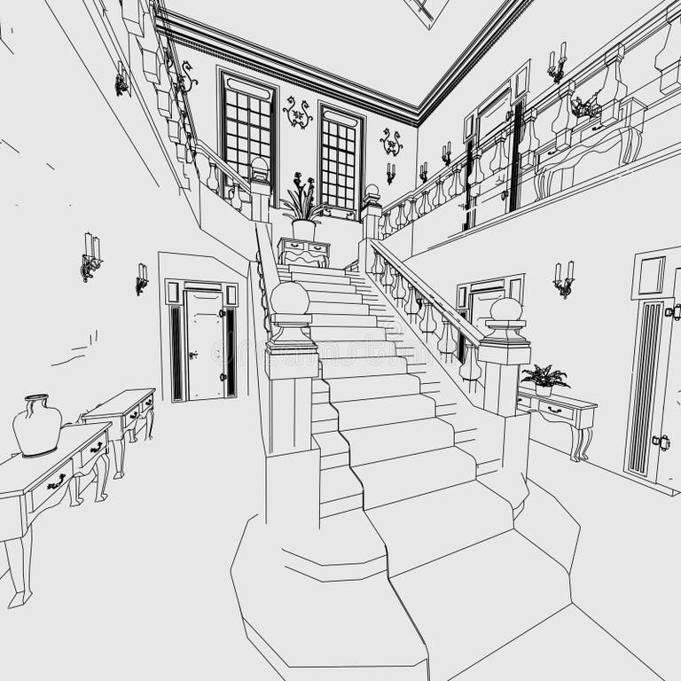 Manor interior stock illustration. Illustration of draw - 54893015