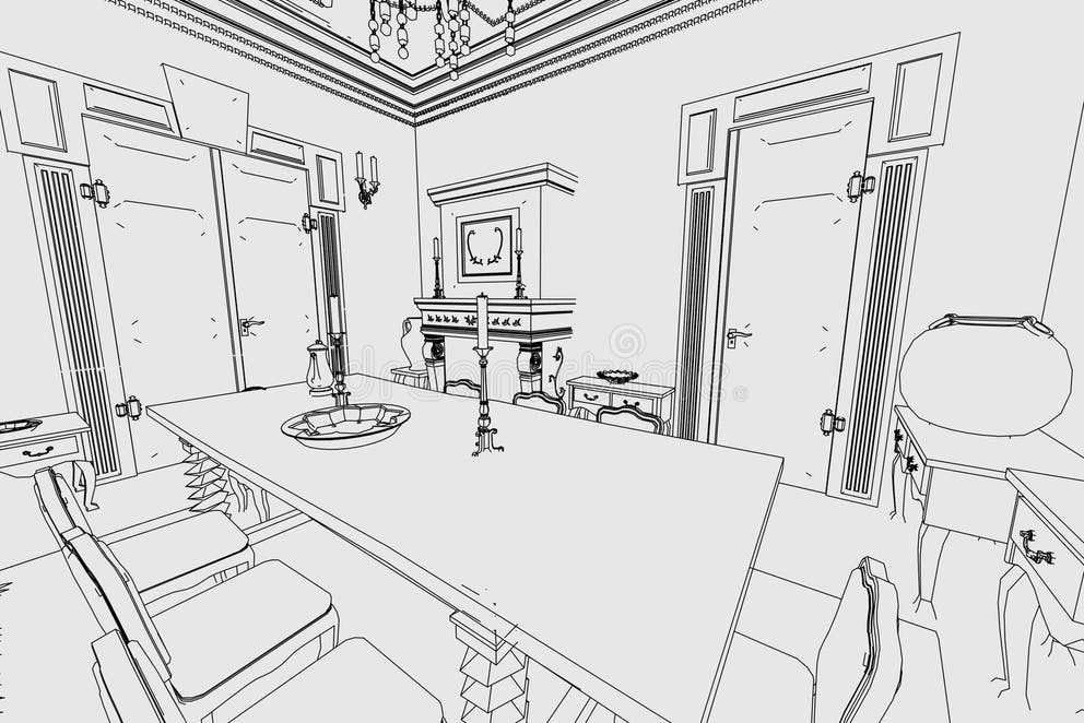 Manor interior stock illustration. Illustration of render - 55297827