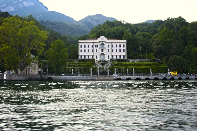 Manor on the Shore of Lake Como Stock Photo - Image of house, mountains ...