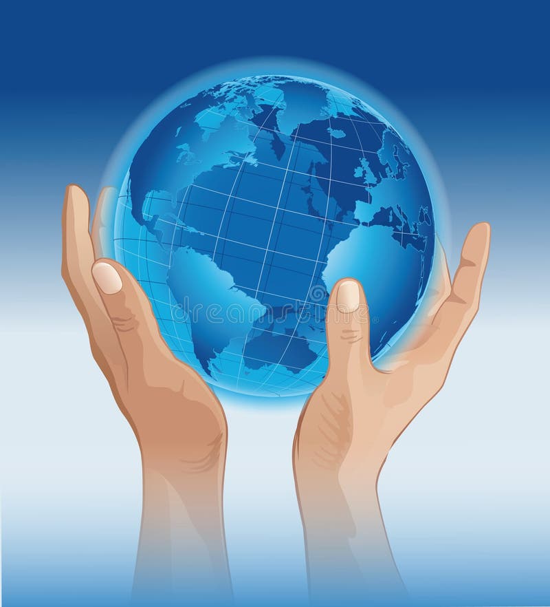 Manos al mundo ilustración del vector. Ilustración de mundo - 30562595