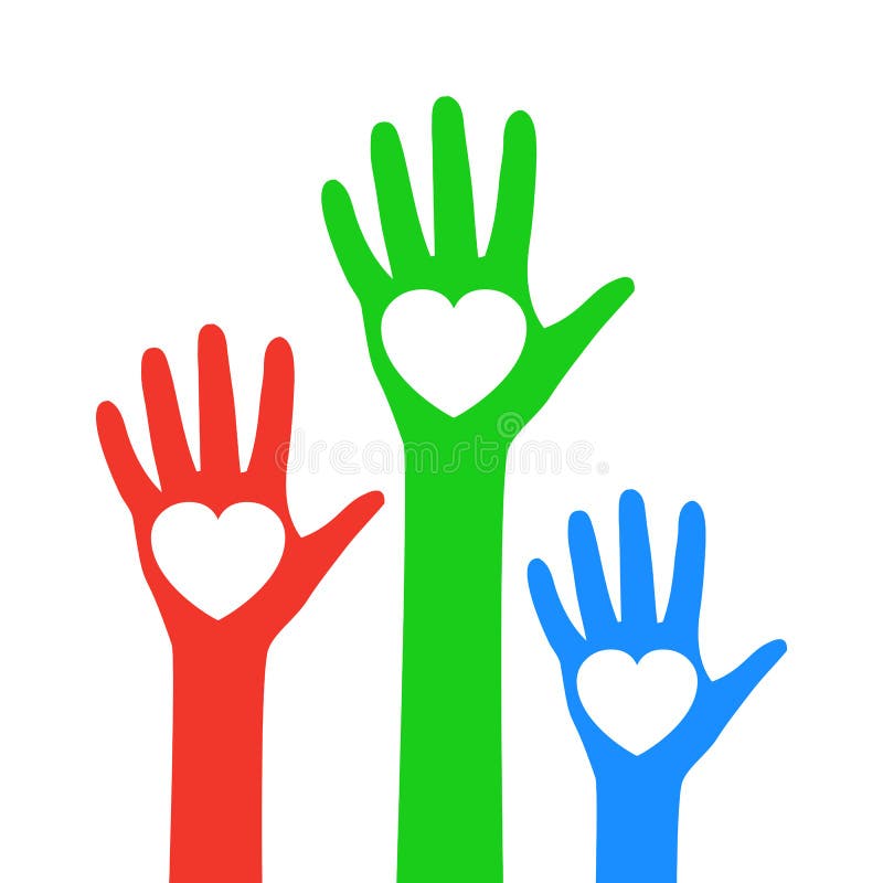 Manos Coloridas Con Los Corazones - Vector Stock de ilustración ...