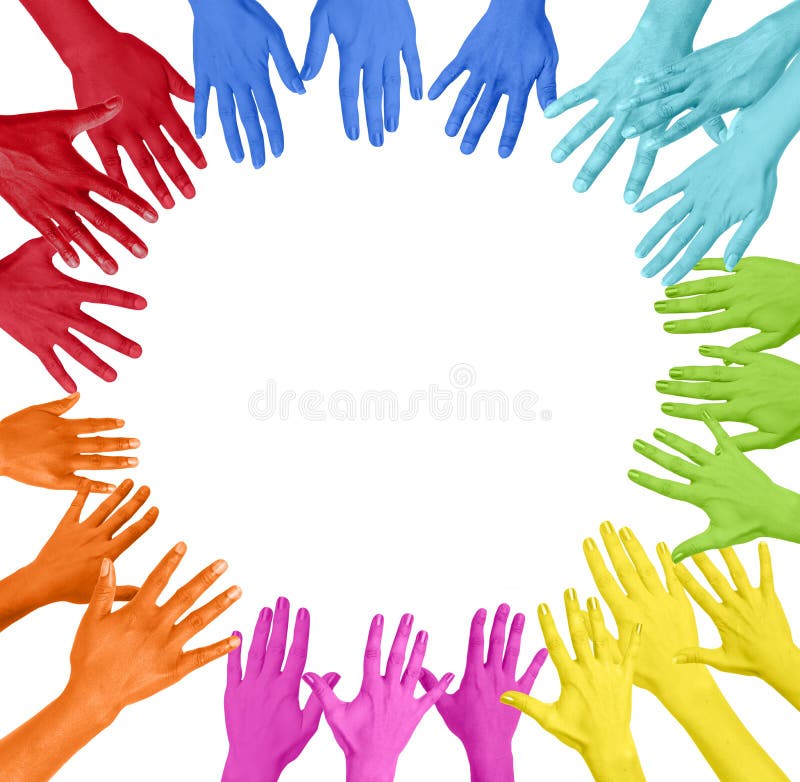 Manos Coloridas En Un Círculo Imagen de archivo - Imagen de colorido ...