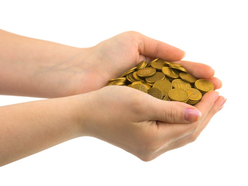 Manos y monedas foto de archivo. Imagen de blanco, efectivo - 13404856
