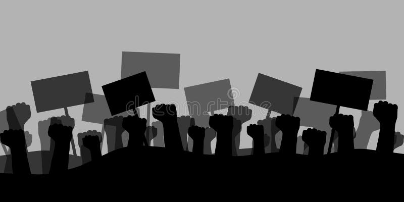 Protesta. Silueta De Un Puño Levantado Con Una Cinta Que Dice Protestar ...