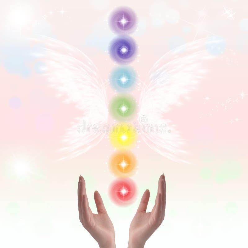 Manos Curativas Y Siete Chakras Stock de ilustración - Ilustración de ...
