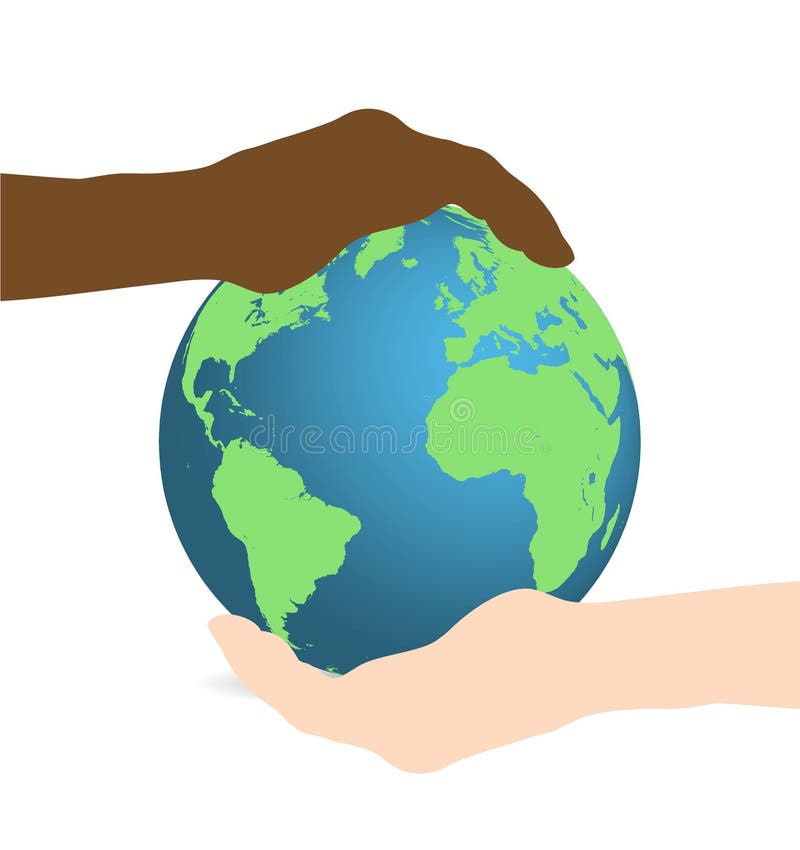 Mundo en manos humanas ilustración del vector. Ilustración de asimiento ...