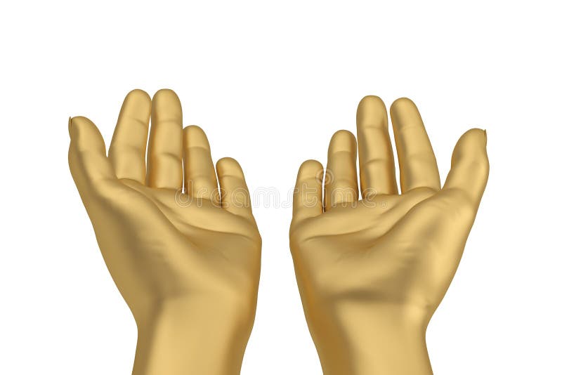 Manos De Oro En Un Fondo Blanco, Ejemplo 3D Stock de ilustración ...