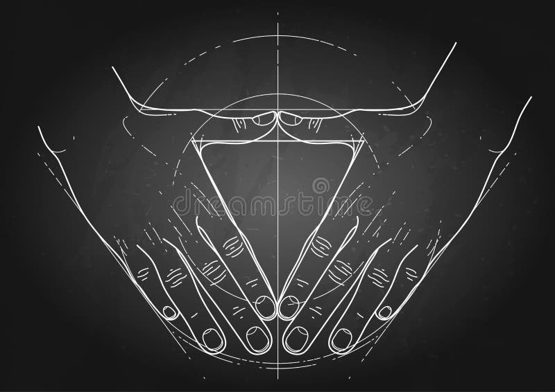 Manos Gráficas En La Forma Del Triángulo Ilustración del Vector ...