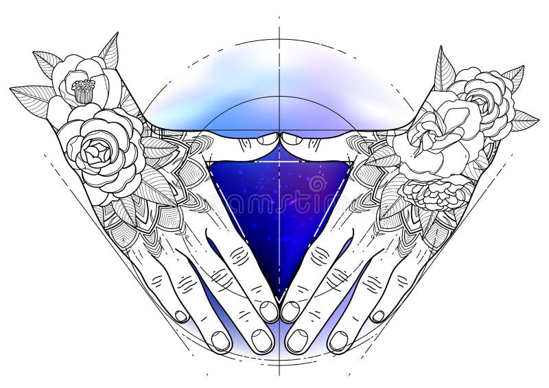 Manos Gráficas En La Forma Del Triángulo Ilustración del Vector ...