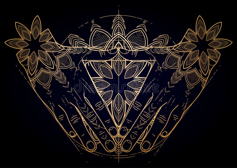 Manos Gráficas En La Forma Del Triángulo Ilustración del Vector ...