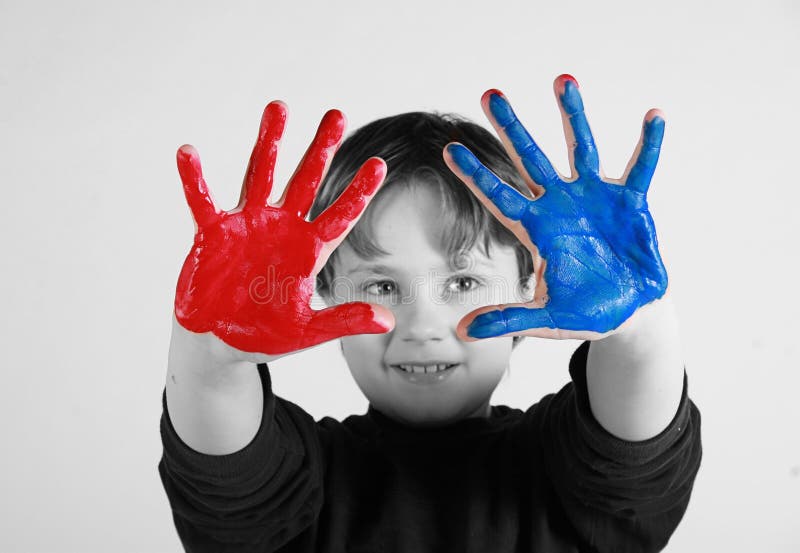 Manos pintadas imagen de archivo. Imagen de brillante - 1802433