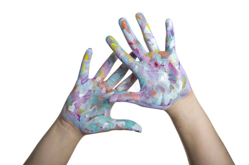 Manos pintadas foto de archivo. Imagen de posibilidades - 34860844
