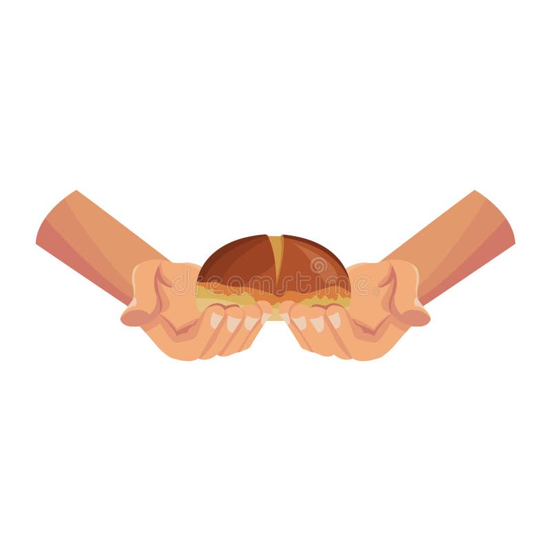 Manos que sostienen el pan ilustración del vector. Ilustración de ...