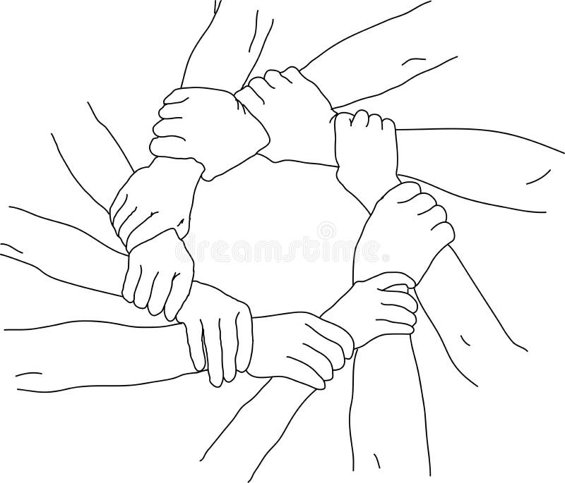 Manos Unidas Con Círculo Digital Vector Línea Arte Ilustración del ... Manos Unidas Con Círculo Digital Vector Línea Arte Ilustración del ...