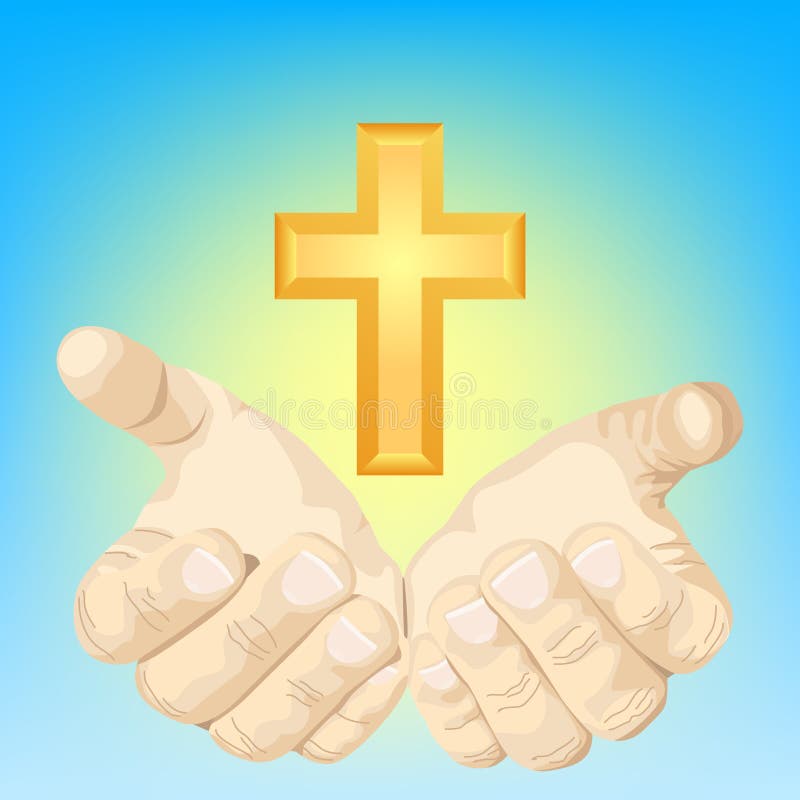 Manos y cruz ilustración del vector. Ilustración de arte - 11146469