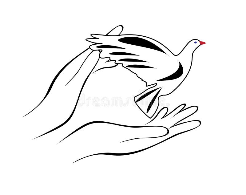 Manos y paloma ilustración del vector. Ilustración de paloma - 33457923