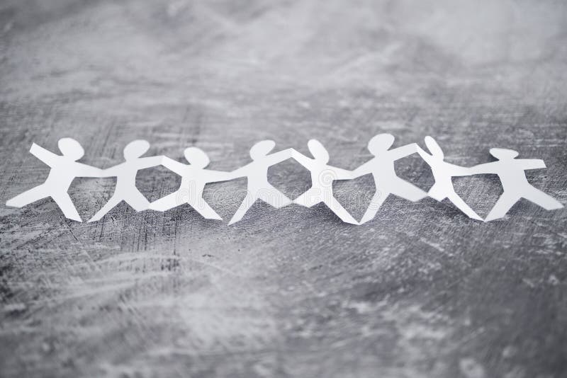Manpower and Teamwork, Paper People Chain with Text on White Marble ...