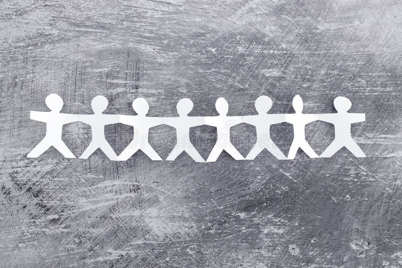 Manpower and Teamwork, Paper People Chain with Text on White Marble ...