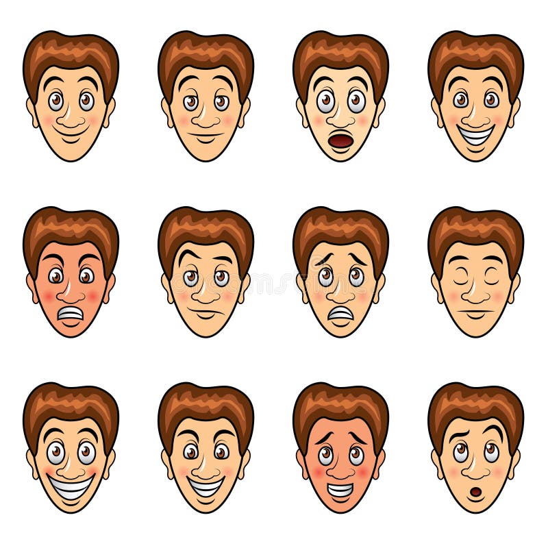 Mans Emotions Cartoon Vector Set Stock Vector - Illustration of icon ...