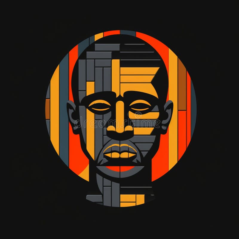 A Mans Face in an Abstract Design on a Black Background Stock ...