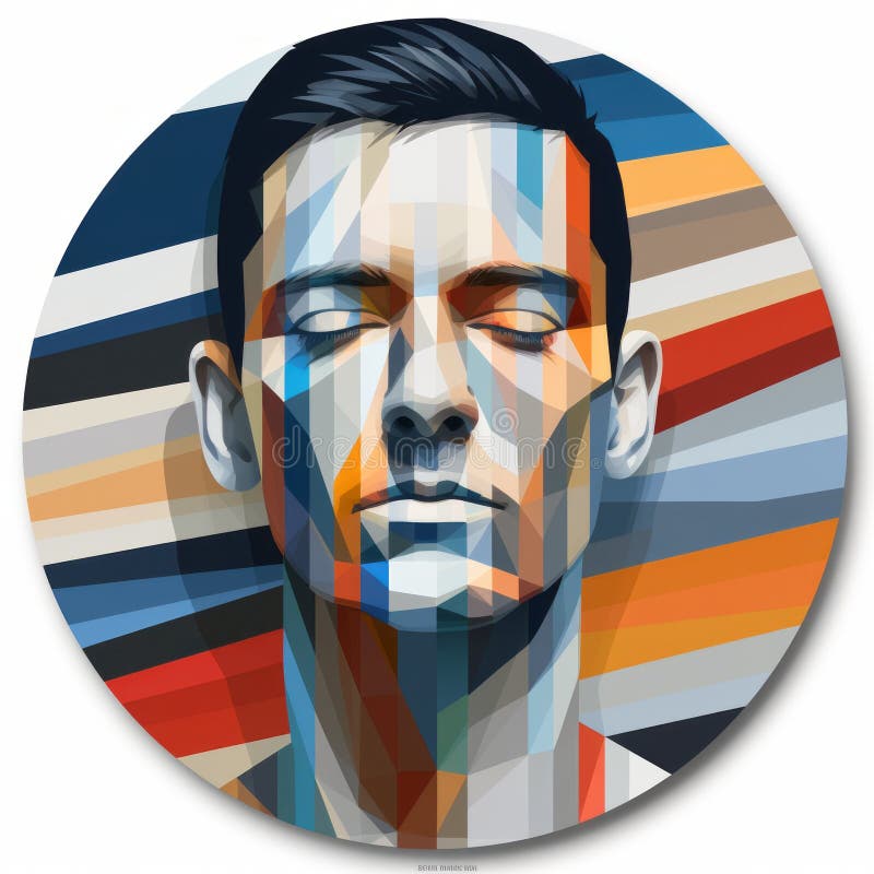 A Mans Face is Shown in a Colorful Circle Stock Illustration ...