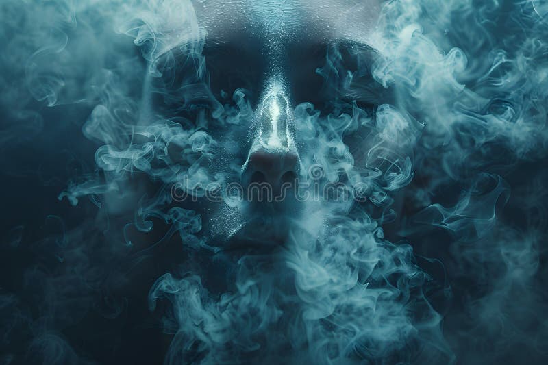 Mans Face Surrounded by Smoke Generative AI Stock Illustration ...