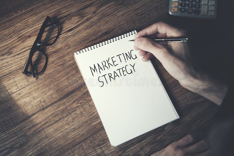 Mans Hand Drawing Marketing Strategy Concept Stock Image - Image of ...