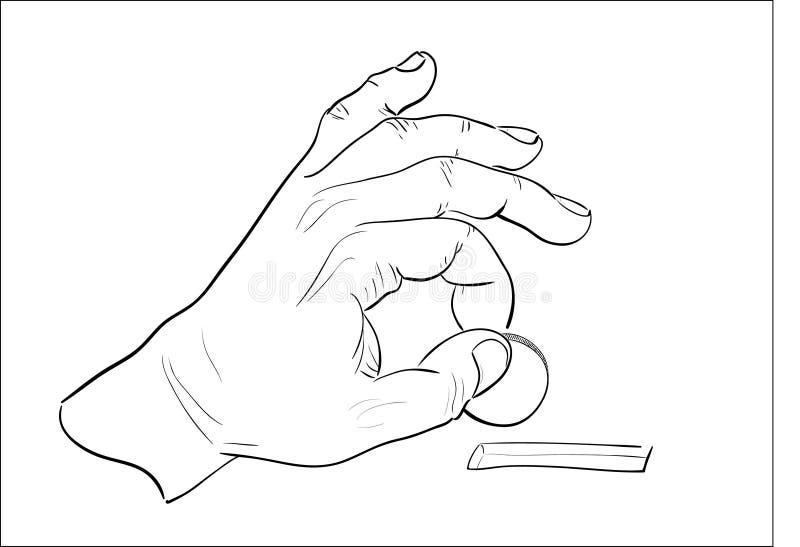Mans hand with pencil stock vector. Illustration of sketch - 24317452