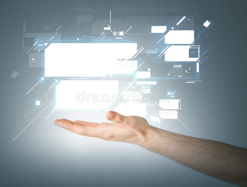 Mans Hand Showing Something Stock Photo - Image of advertising ...