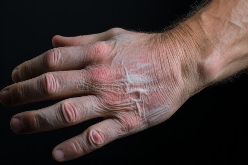 A Mans Hand with White Spots on it Stock Illustration - Illustration of ...