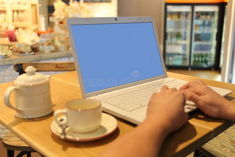 Mans Hands Keyboarding on Laptop Computer in Stock Image - Image of ...