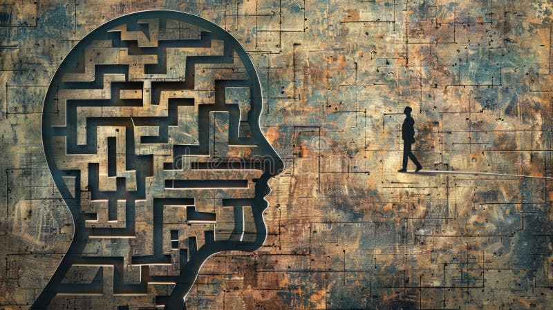 Mans Head Trying To Navigate through Maze Stock Photo - Image of ...