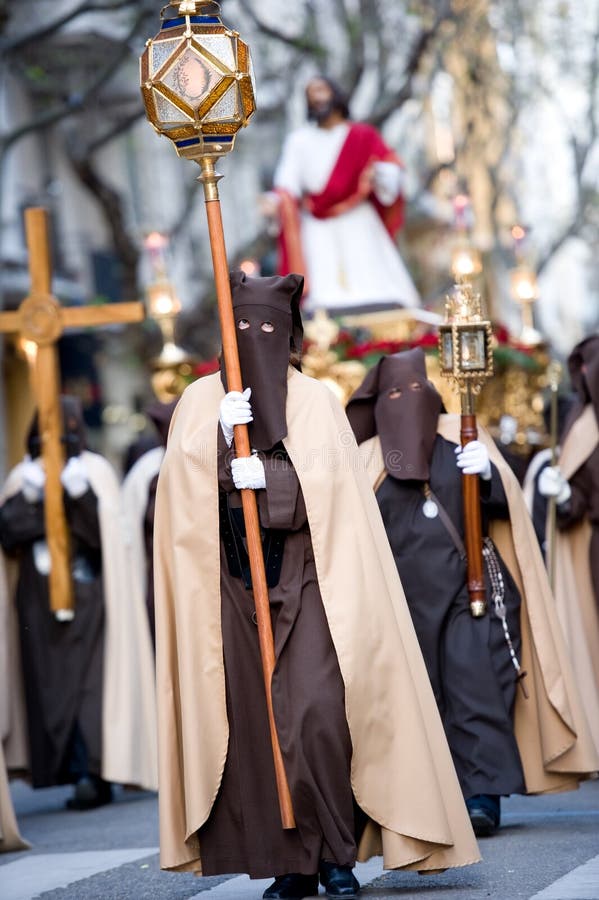 Man with Red Hood. Nazarene from Semana Santa Catholic Parade in ...
