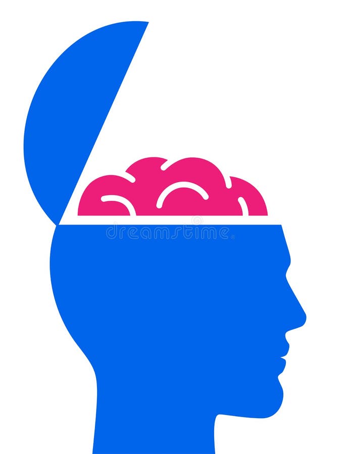 Mans Open Head with Brain, Vector Icon. Brain Science, Concept Vector ...