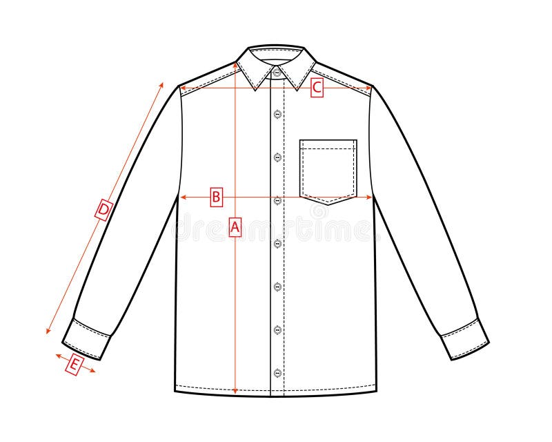 Mans Shirt Size Chart. Front and Back Views Stock Vector - Illustration ...