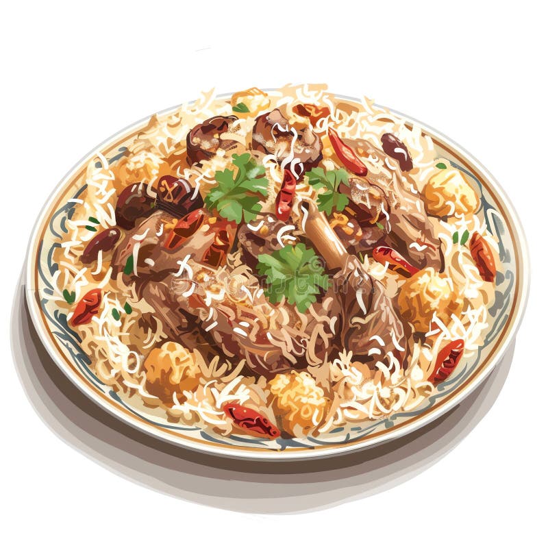 Mansaf islamic arabic food stock illustration. Illustration of muslim ...