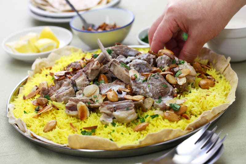Mansaf, Jordanian National Dish Stock Image - Image of meal, flatbread ...