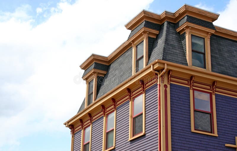 Mansard Floor of a Mansion with a Roof from a Metal Tile Stock Photo ...