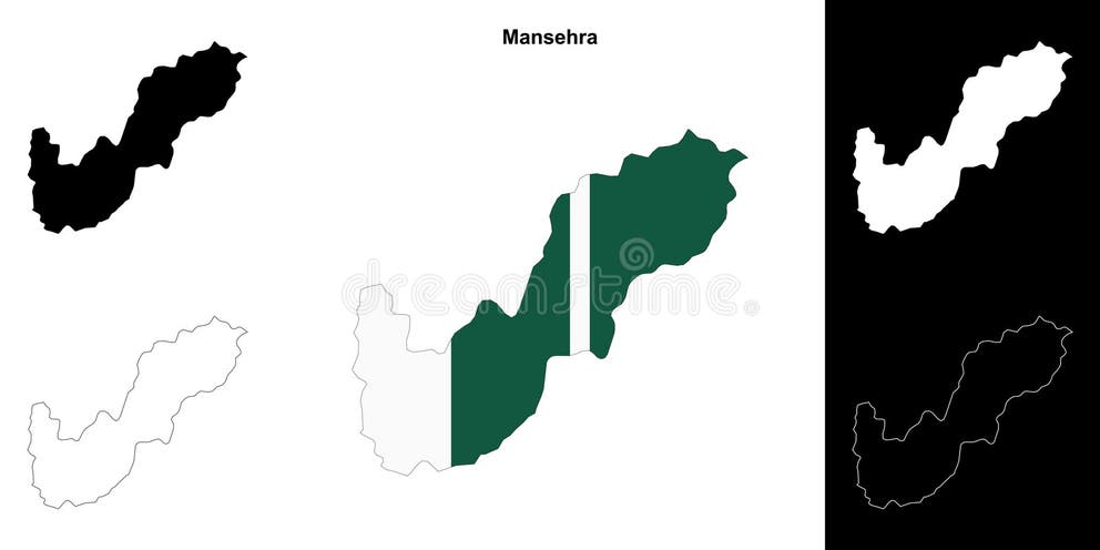 Mansehra outline map stock vector. Illustration of district - 371579374