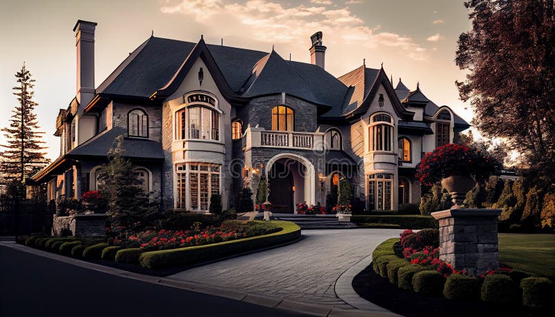 Mansion ai generated stock illustration. Illustration of home - 273277286