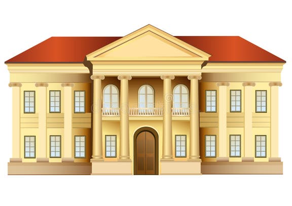 Mansion with Columns Vector Stock Vector - Illustration of power, front ...