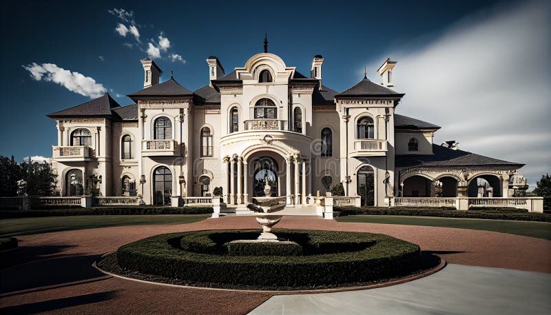 Mansion ai generated stock illustration. Illustration of roof - 273277304