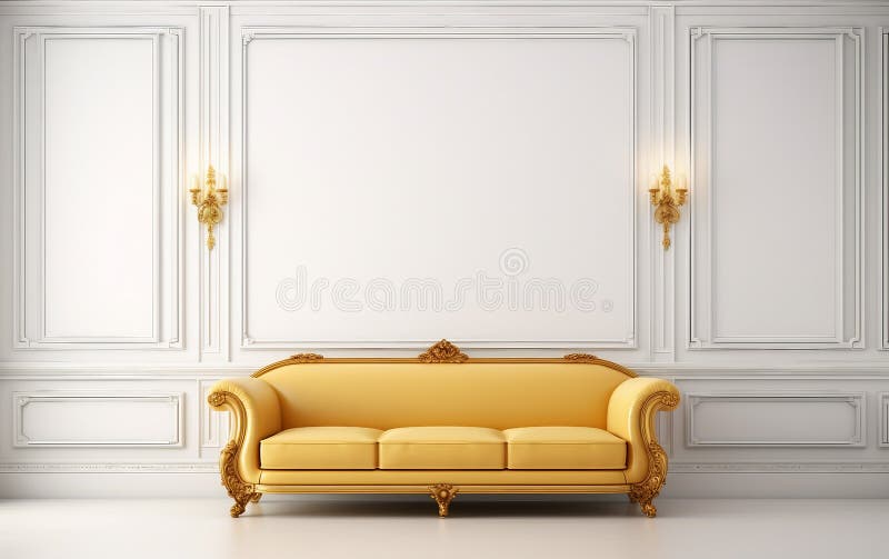 Mansion Lounge Elegance: Sofa Luxe Wall Display Stock Illustration ...